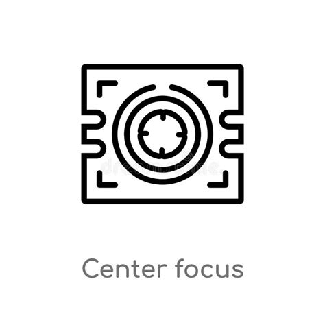 Outline Center Focus Vector Icon Isolated Black Simple Line Element
