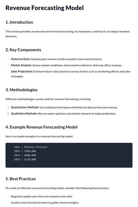 Revenue Forecasting Model Template Collaborative Docs For Teams