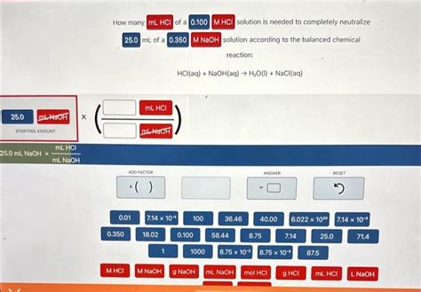 Solved How Many Of A MHCl Solution Is Needed To Completely Chegg