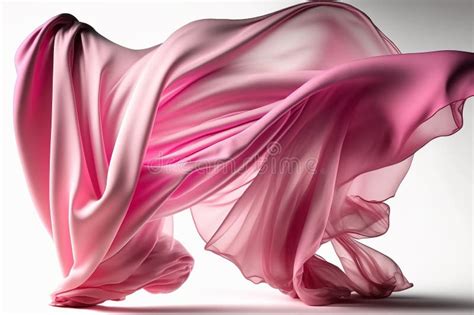 Generative Ai Abstract Piece Of Pink Fabric Flying Design Element Stock Illustration