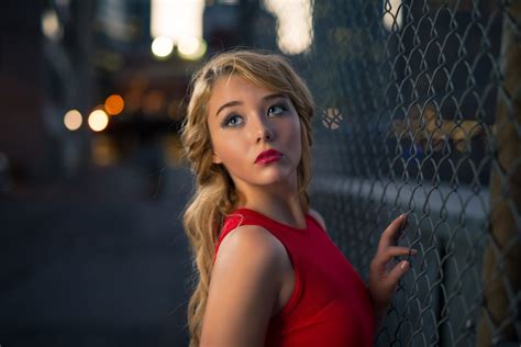 Download Long Hair Lipstick Blue Eyes Blonde Depth Of Field Woman Model