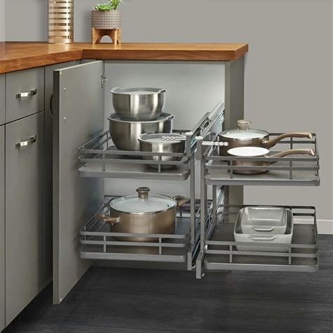 REV A SHELF 15 Two Tier Blind Corner Organizer With Soft Close Gray Rev A Shelf 53PSP 15SC GR