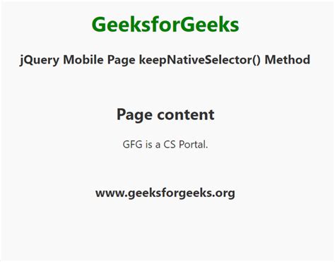 Jquery Mobile Page Keepnativeselector Method Geeksforgeeks