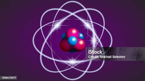 Struktur Atom Dengan Gambar Proton Neutron Dan Elektron Ilustrasi Stok