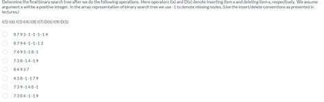 Solved Determine The Final Binary Search Tree After We Do Chegg