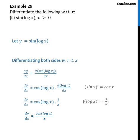 Example 29 Differentiate W R T X I E X Ii Sin Log X