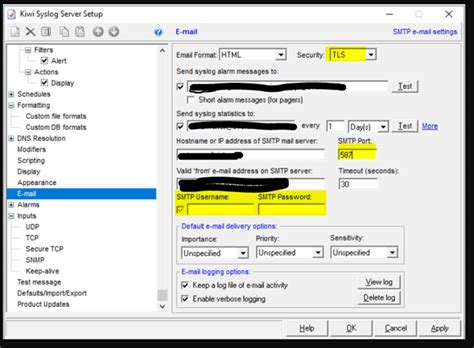 smtp authentication credentials when using ssl tls feature requests kiwi syslog thwack