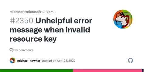 unhelpful error message when invalid resource key · issue 2350