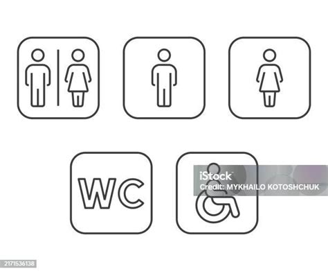 욕실 기호입니다 Wc 기호 세트 욕실 표지판 벡터 남자에 대한 스톡 벡터 아트 및 기타 이미지 남자 아이콘 여자 Istock