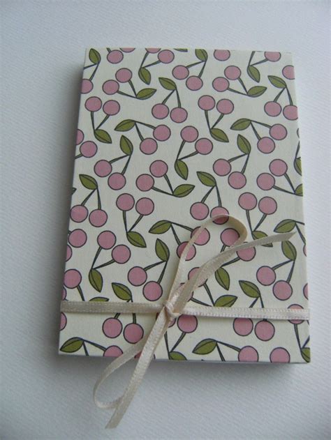 A7 Pocket Notebook With Flip Cover And Ribbon Tie Cherry Design Paper By Kirsty Wiseman