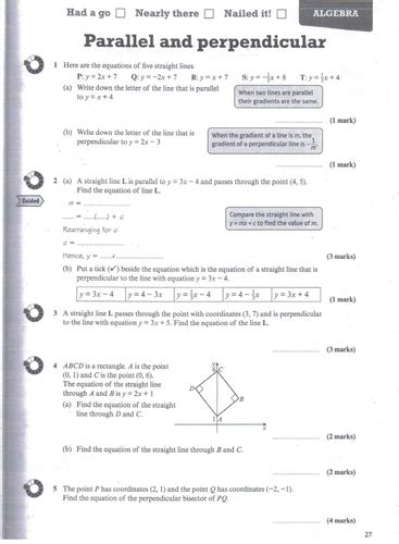Gcse Maths Equations Of Parallel And Perpendicular Lines Teaching Resources