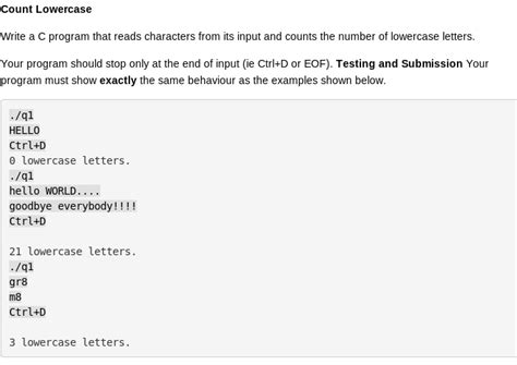 Solved Count Lowercase Write A C Program That Reads