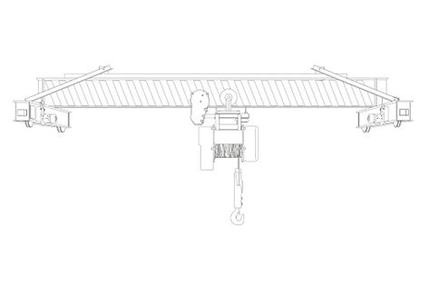 흰색 배경에 고립 된 검은 색 선에서 고정 크레인을 들어 올리는 윤곽 3d 전면 보기 벡터 일러스트레이션 사슬에 대한 스톡 벡터 아트 및 기타 이미지 Istock