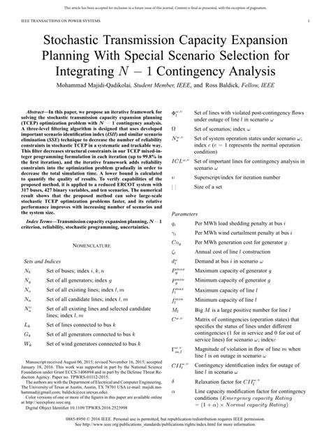 Pdf Stochastic Transmission Capacity Expansion Planning With Special Scenario Selection For