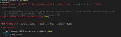 Nightwatchjs Assert A String Contains A Certain Value And Fail The