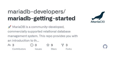 Github Mariadb Developersmariadb Getting Started 🚀 Mariadb Is A Community Developed