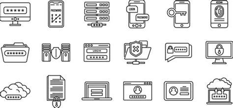 Two Factor Authentication Icons Set Outline Vector Image