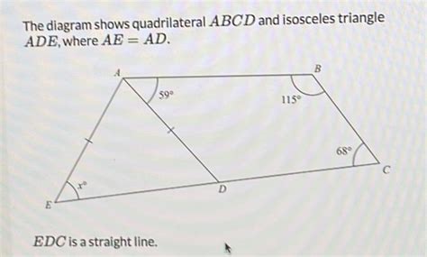 Solved The Diagram Shows Quadrilateral Abcd And Isosceles Triangle Ade Where Ae Ad Edc Is A