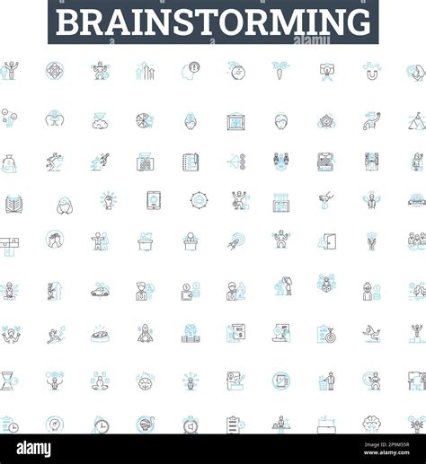 Brainstorming Vector Line Icons Set Ideating Brainstorming