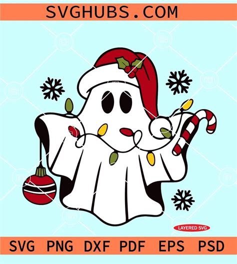 Christmas Ghost Santa Hat Svg Ghost Christmas Svg Spooky Christmas Svg