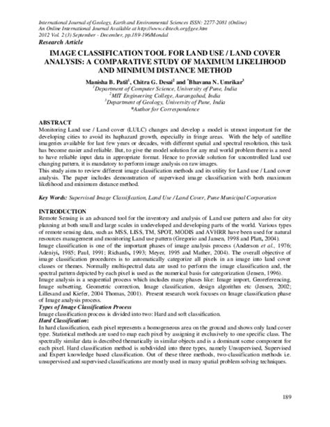 Pdf Image Classification Tool For Land Use Land Cover Analysis A
