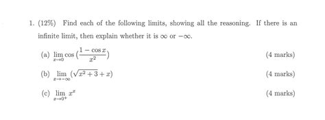 solved 1 12 find each of the following limits showing