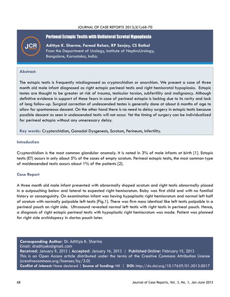 Pdf Perineal Ectopic Testis With Unilateral Scrotal Hypoplasia