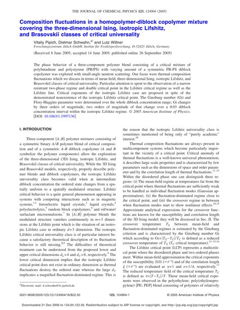 Pdf Composition Fluctuations In A Homopolymer Diblock Copolymer
