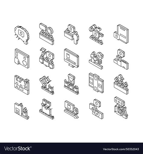 Industrial Process Collection Isometric Icons Set Vector Image