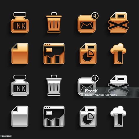 Set Graph Chart Infographic Delete File Document Cloud Database Document With File Envelope