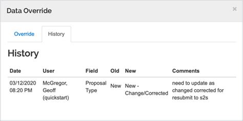 Proposal Data Override Kuali Research