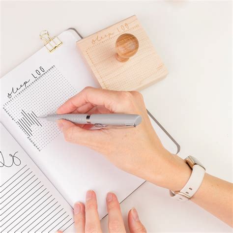 Journaling Rubber Stamp Sleep Tracker Stamp Dotted Journal Stamp