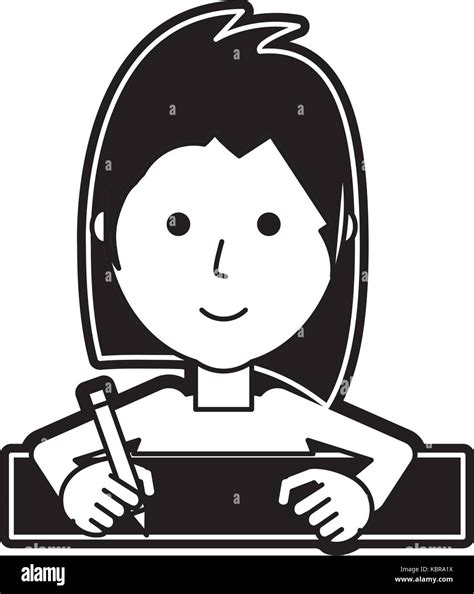 Cartoon Woman With Drawing Utensils Icon Over White Background Vector