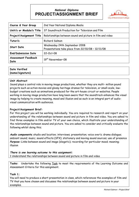 Projectassignment Brief