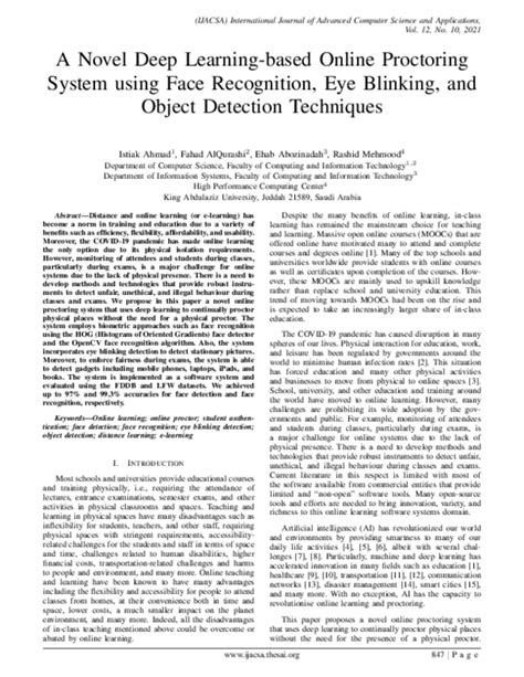 Pdf A Novel Deep Learning Based Online Proctoring System Using Face