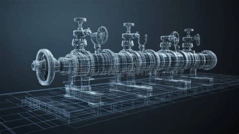 Technical Drawing Of Industrial Pipes Generative Ai Stock Illustration Illustration Of
