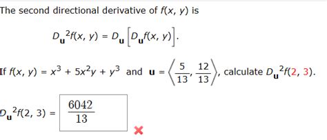 Solved The Second Directional Derivative Of Fxy