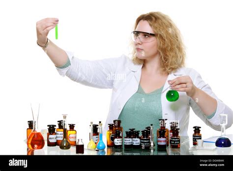 Crazy Chemist Woman Or Girl Student Or Female Laboratory Assistant Or