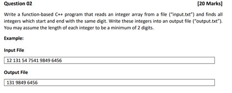 Solved Question 02 20 Marks Write A Function Based C