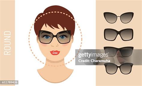 Woman Sunglasses Shapes For Round Women Face Type Vector Illustration