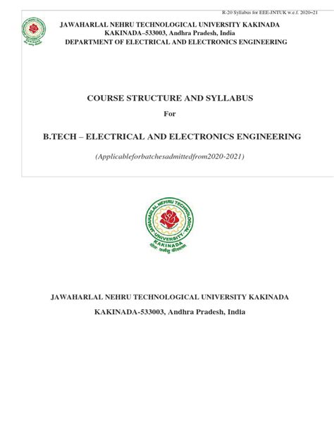 Eee 3 2 Cs Syllabus Ug R20 Pdf Fourier Transform Electric Motor