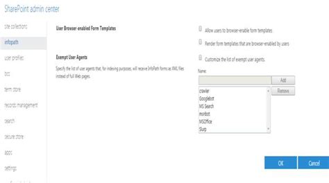 Configure InfoPath At The SharePoint Admin Center On Office 365