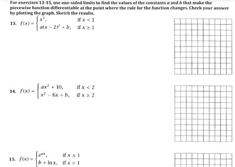 solved for exercises 13 15 use one sided limits to find the
