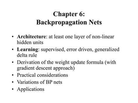 Chapter No 6 Backpropagation Networks Ppt