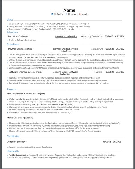 Criticize My Resume R Softwareengineering