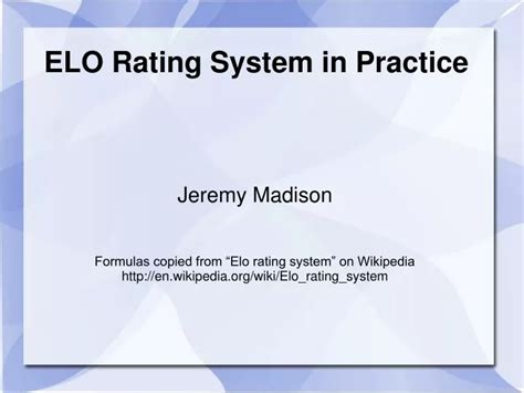 PPT Practical Application Of ELO Rating System In Tournaments PowerPoint Presentation ID 9360437