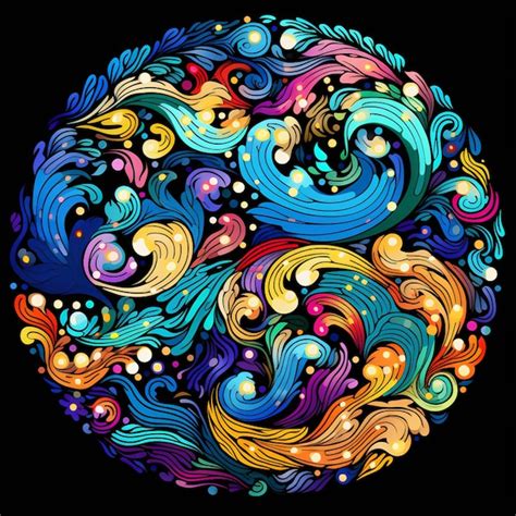 Premium Photo A Close Up Of A Circular Design With Colorful Swirls Generative Ai
