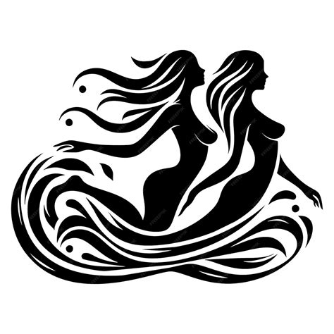 Premium Vector Gemini Twins In Monochrome Elegance