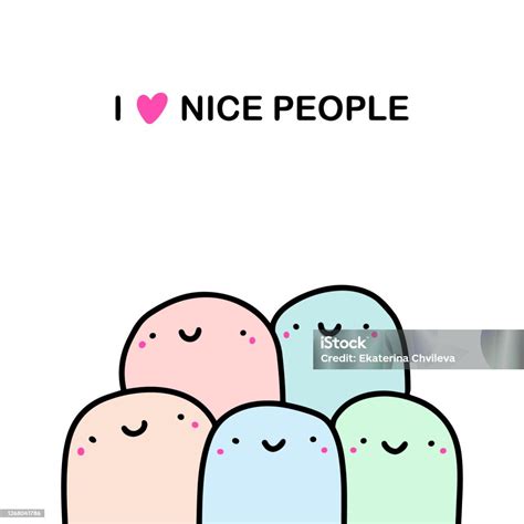 나는 만화 만화 스타일의 파스텔 색 인간에 좋은 사람들이 손으로 그린 벡터 일러스트를 사랑 그래픽 프린트에 대한 스톡 벡터 아트