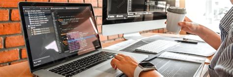 Premium Photo Developing Programmer Reading Computer Codes Development Website Design And